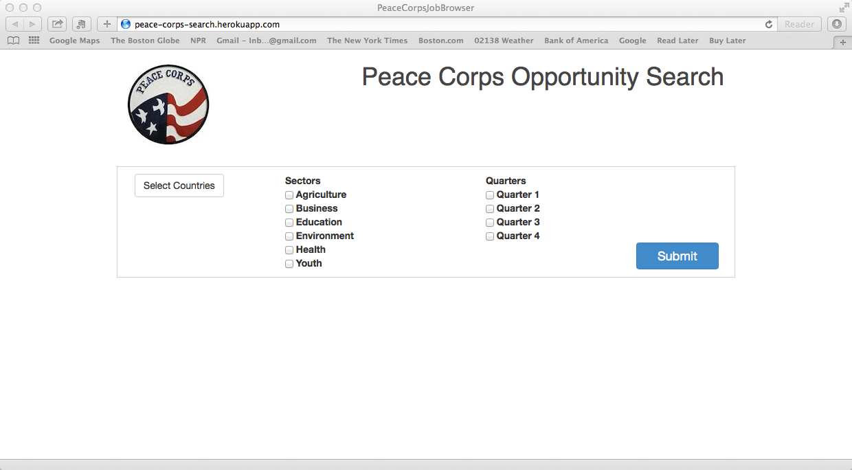Peace Corps Opportunity Search | Devpost