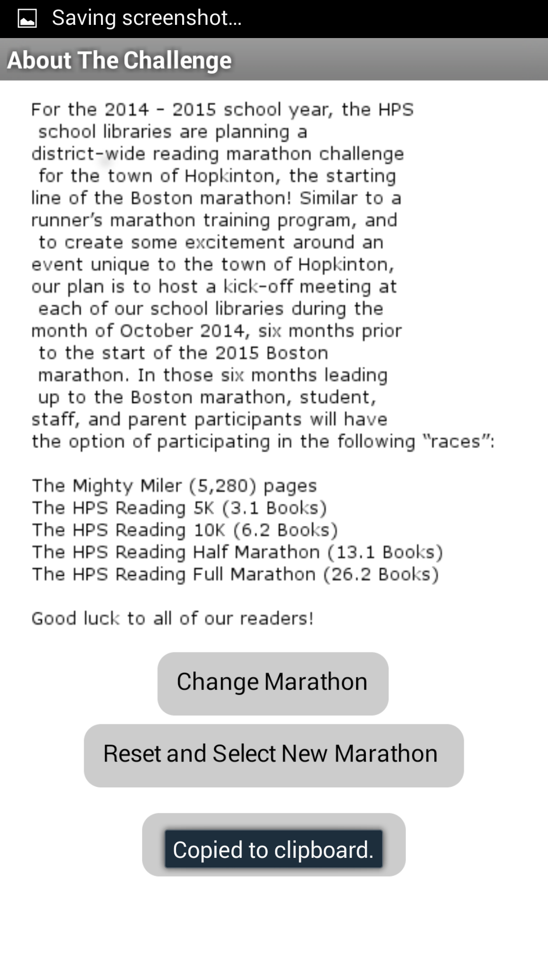 Hopkinton Public School Reading Marathon Tracking App | Devpost