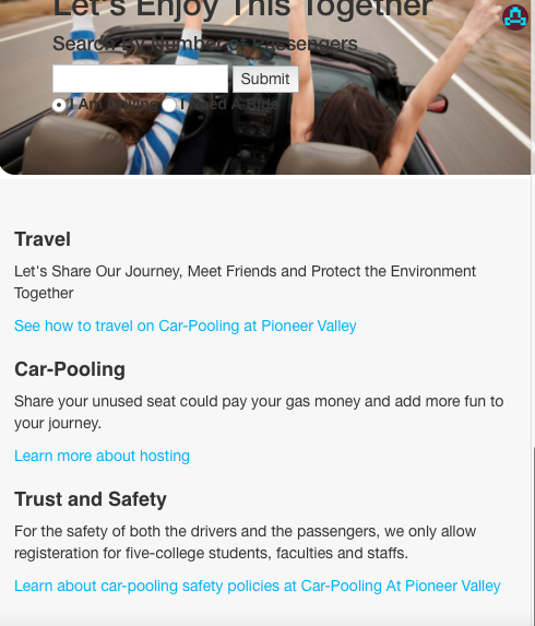 Car-pooling in the Pioneer Valley | Devpost