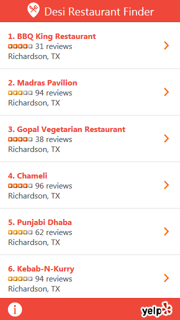 Desi Restaurant Finder | Devpost