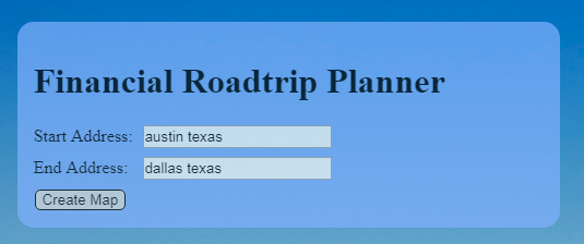 Financial Road Trip Planner | Devpost