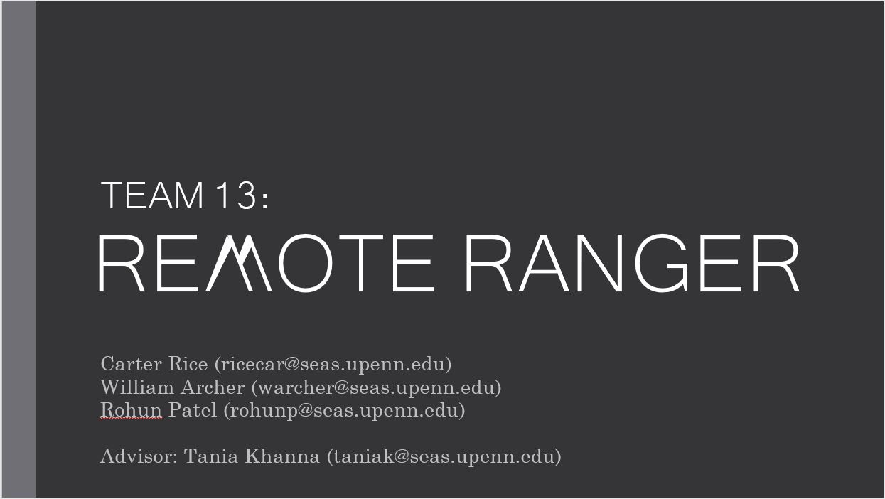 Team 13: Remote Ranger | Devpost