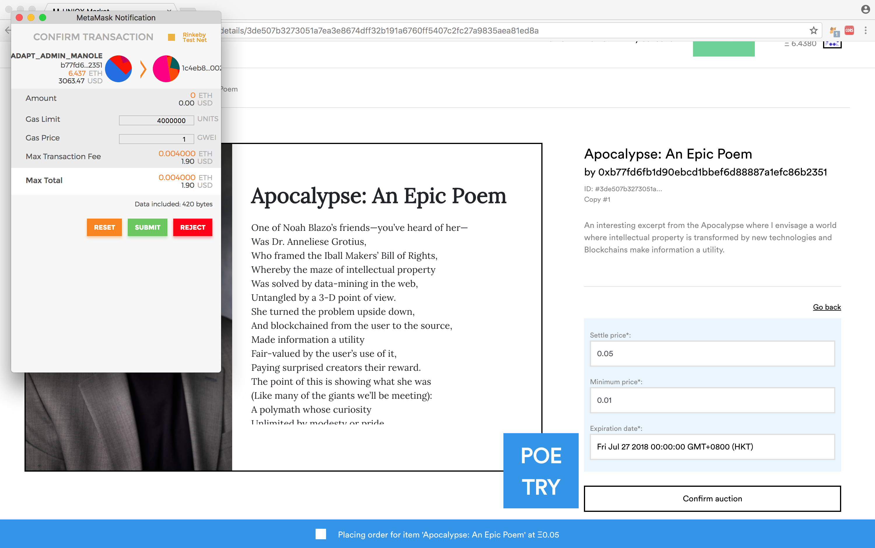 Blockchain Poetry Auction | Devpost