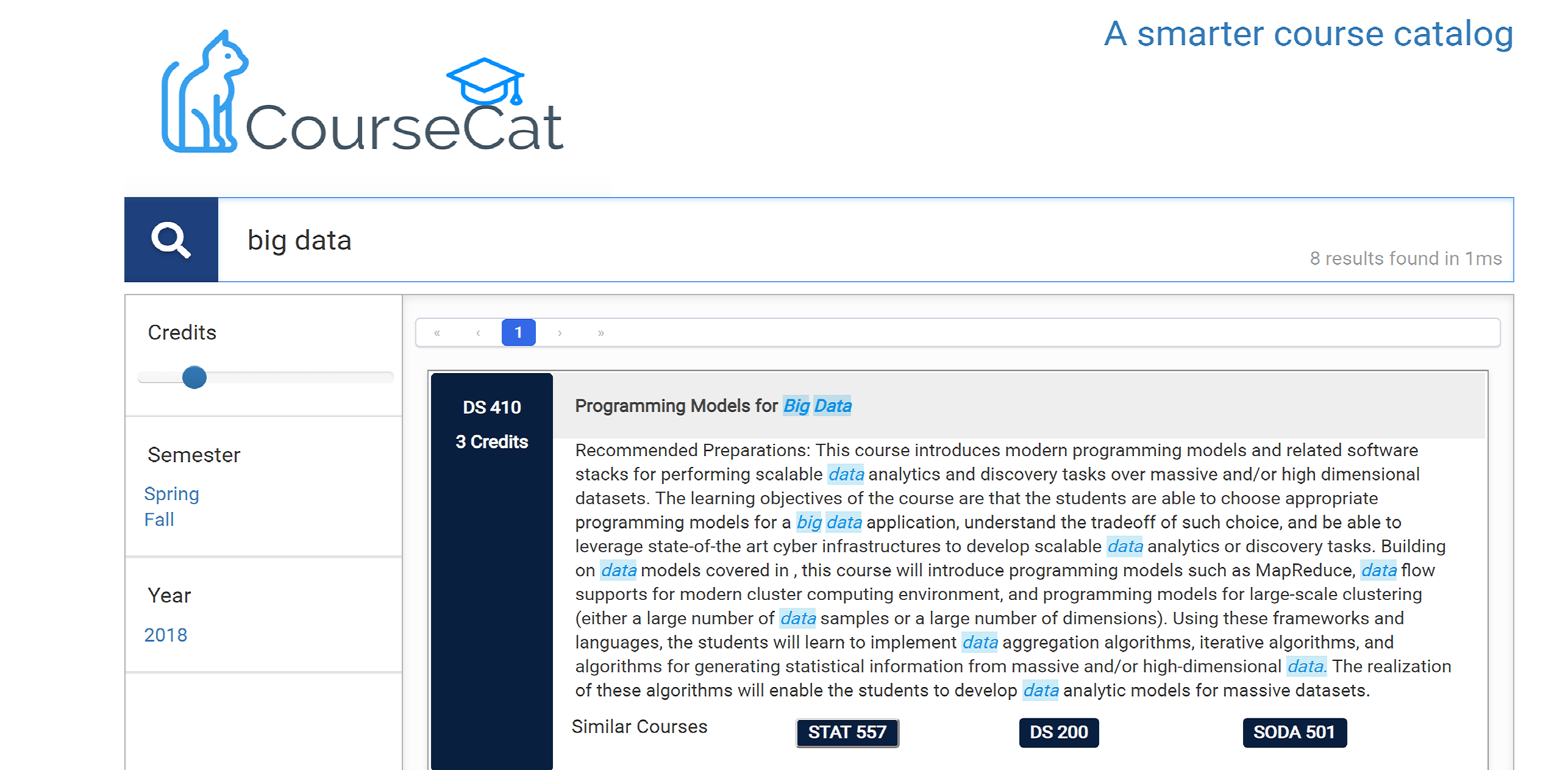 CourseCat: A smarter course catalog | Devpost