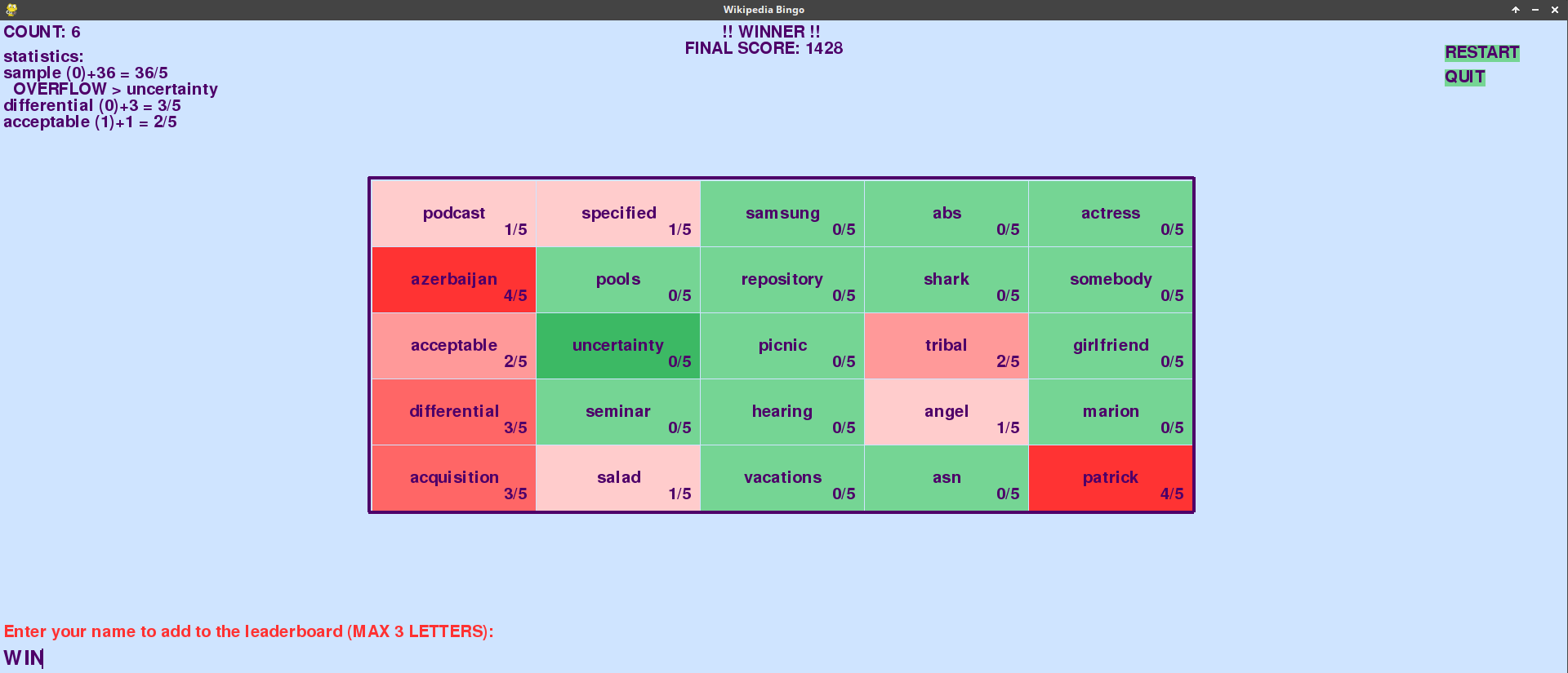 Wikipedia Bingo | Devpost
