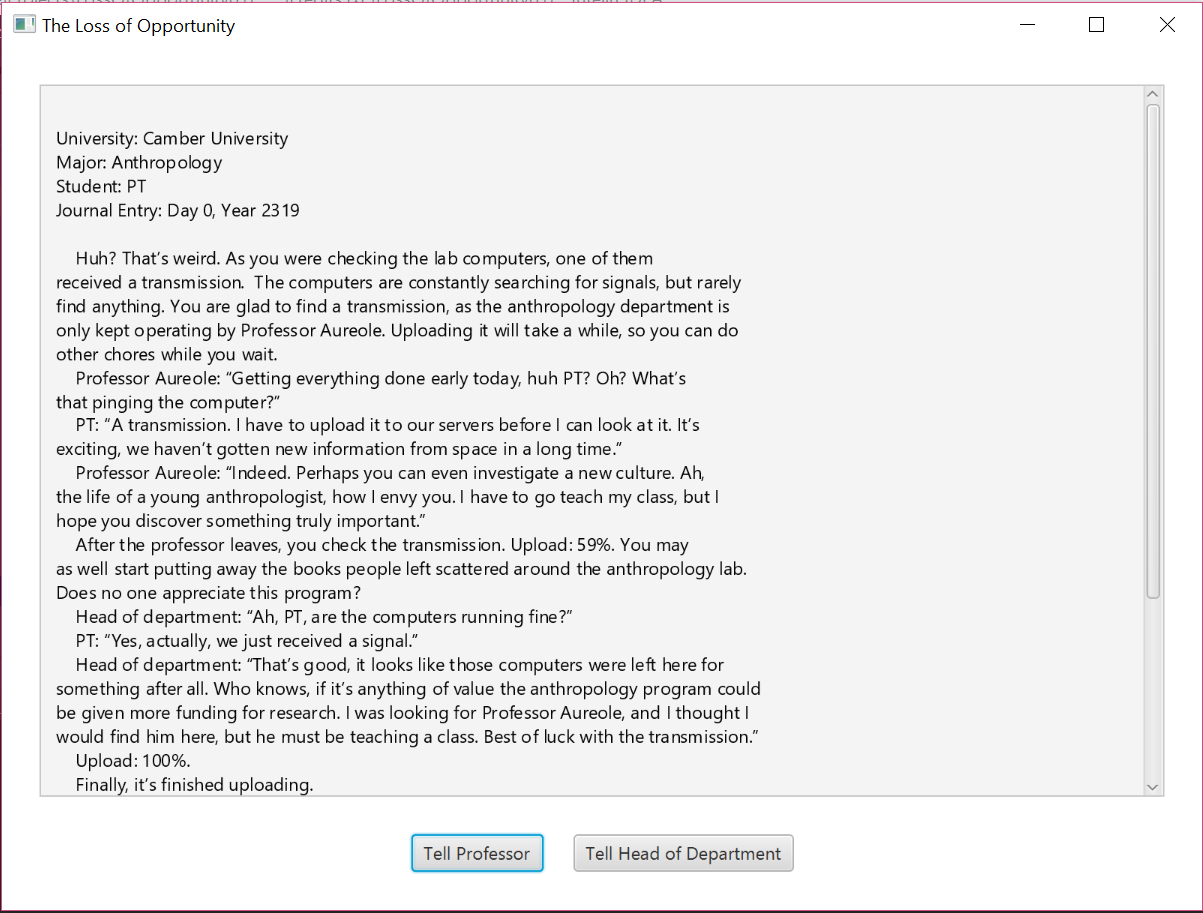 The Loss of Opportunity | Devpost