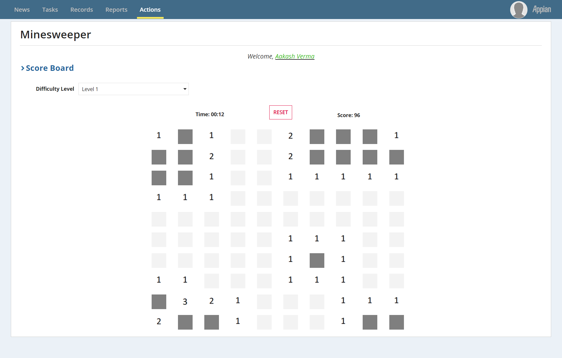 Minesweeper in Appian | Devpost