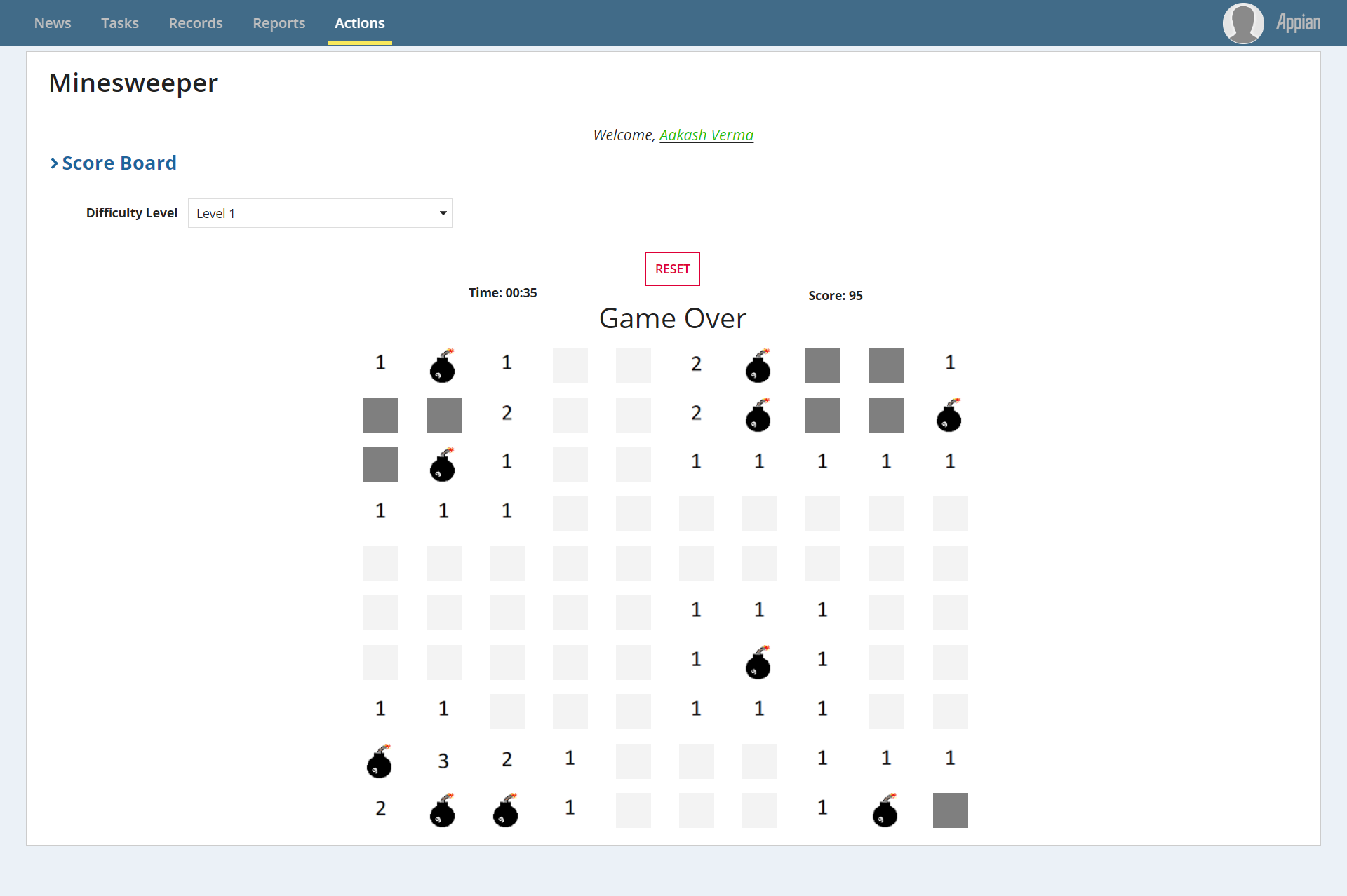 Minesweeper in Appian | Devpost