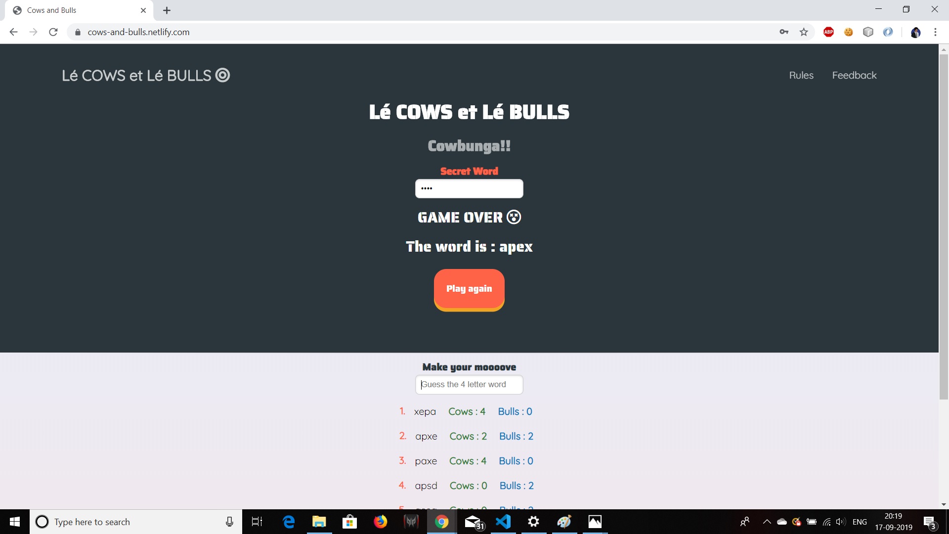 Lé COWS et Lé BULLS | Devpost