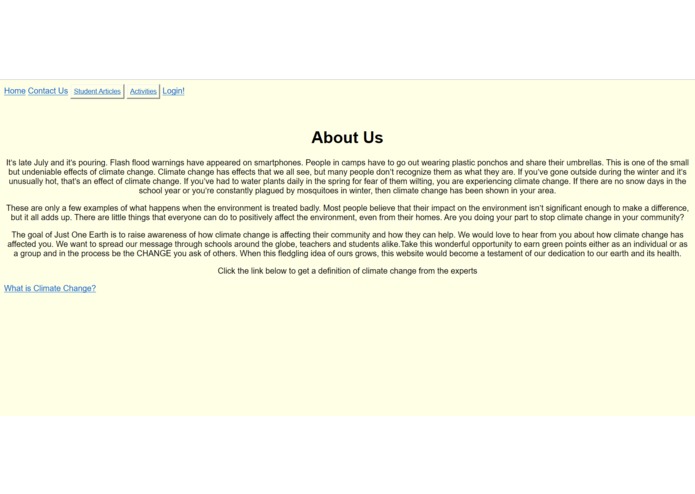Just One Earth | Devpost