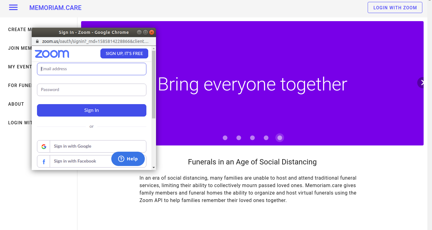 memoriam.care: Virtual Memorial Services | Devpost