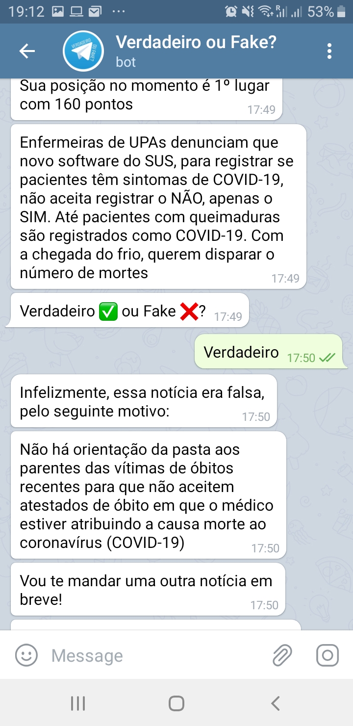 Verdadeiro ou Fake | Devpost