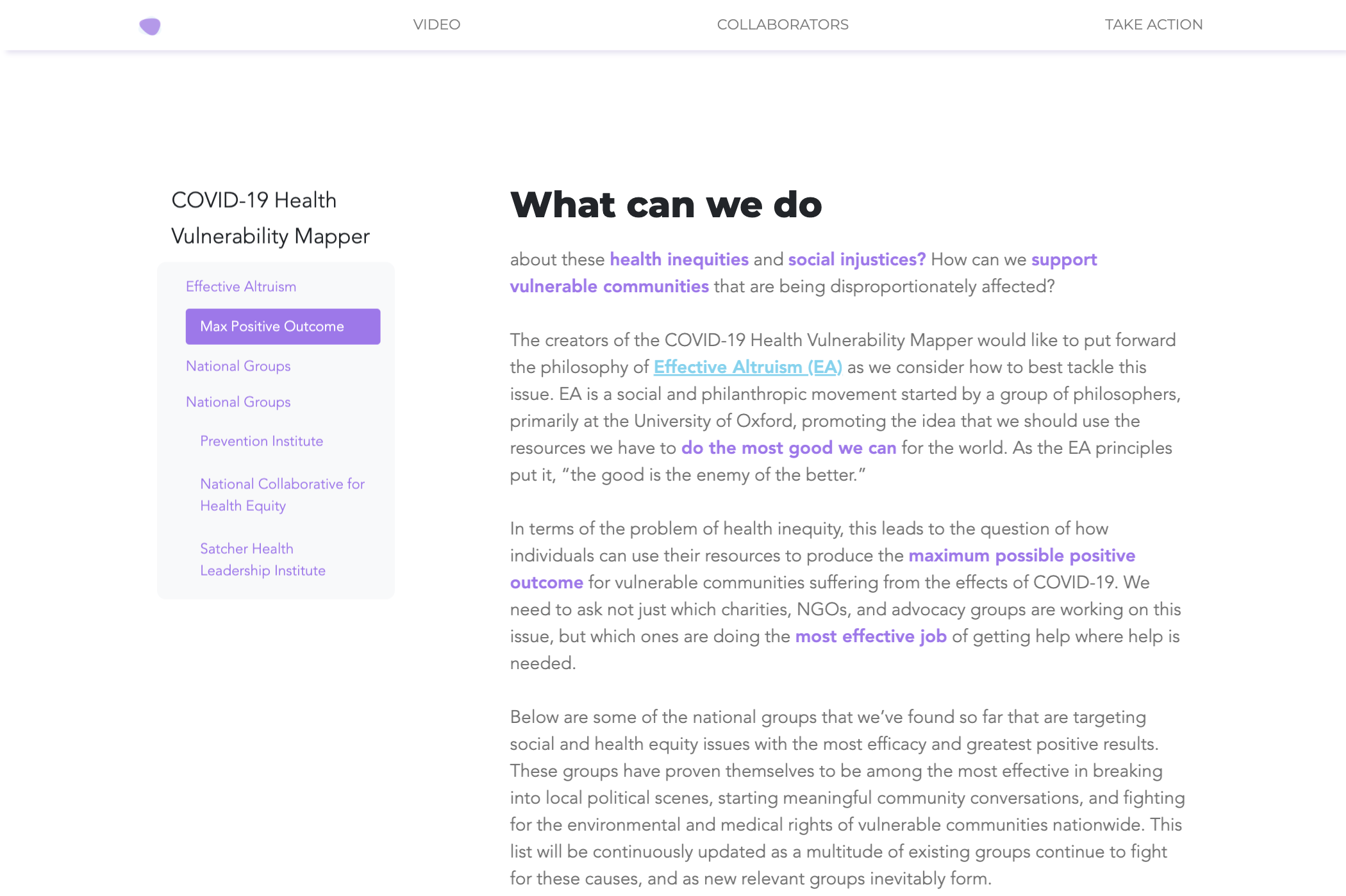 Access and Equity: Health Vulnerability Mapper COVID-19 | Devpost