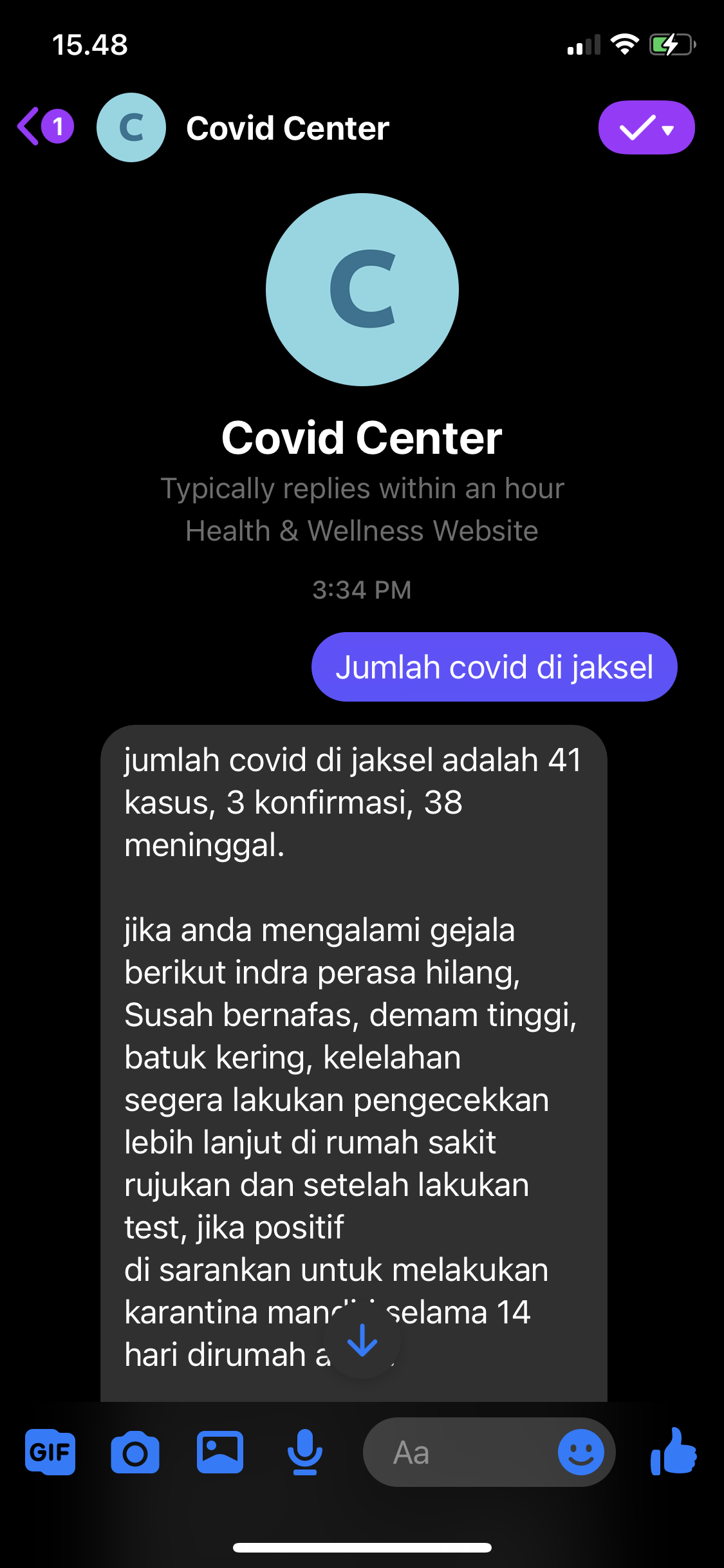 Covid Center Indonesia Bot (Advanced) | Devpost