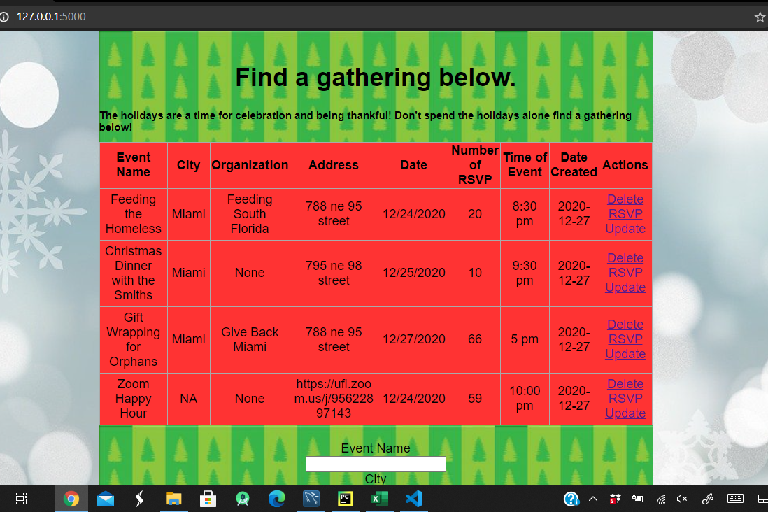 Holiday Gathering | Devpost