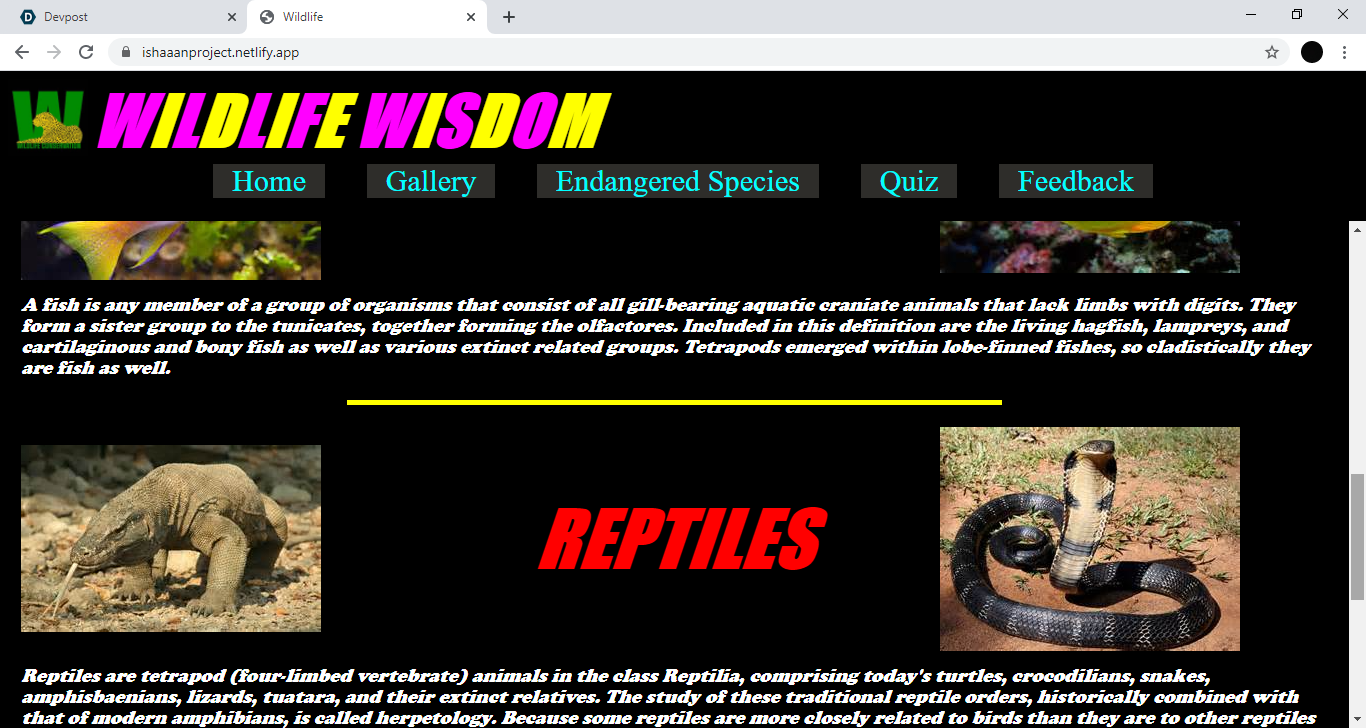 Wildlife Wisdom Website | Devpost