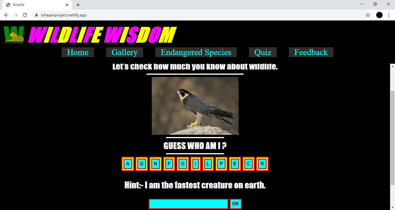 Wildlife Wisdom Website | Devpost