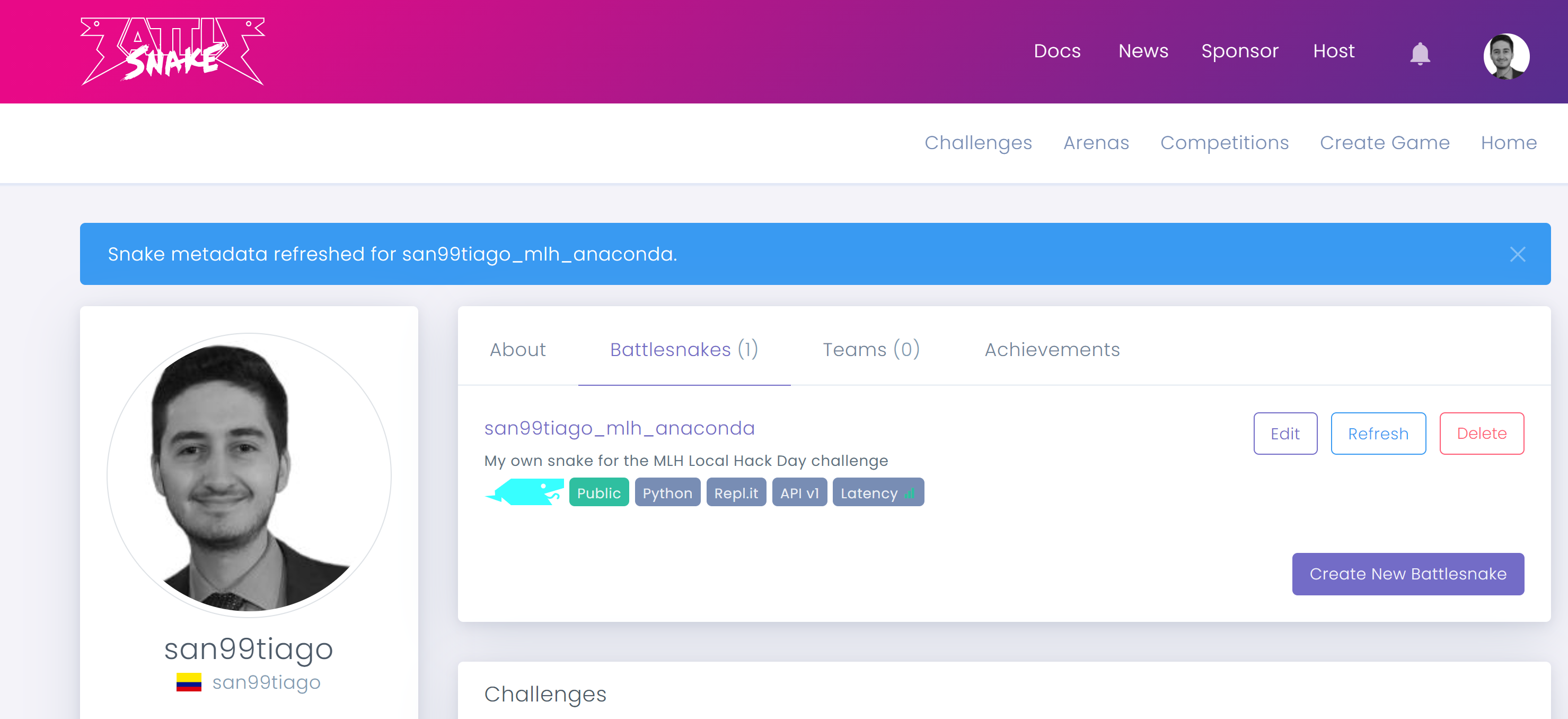 My First BattleSnake Warrior! | Devpost