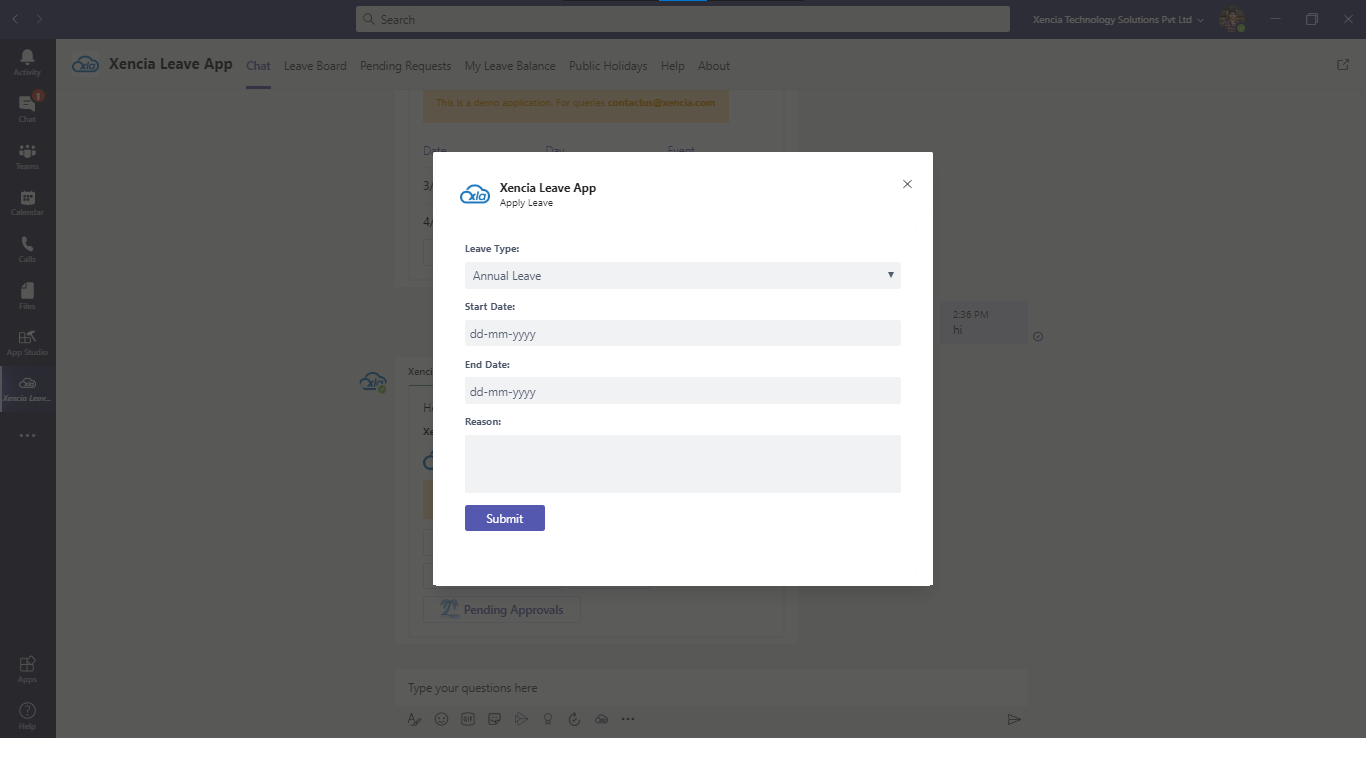 Xencia Leave App - Demo | Devpost