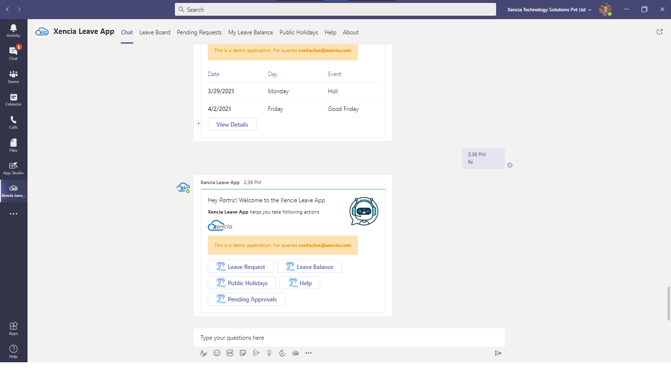 Xencia Leave App - Demo | Devpost