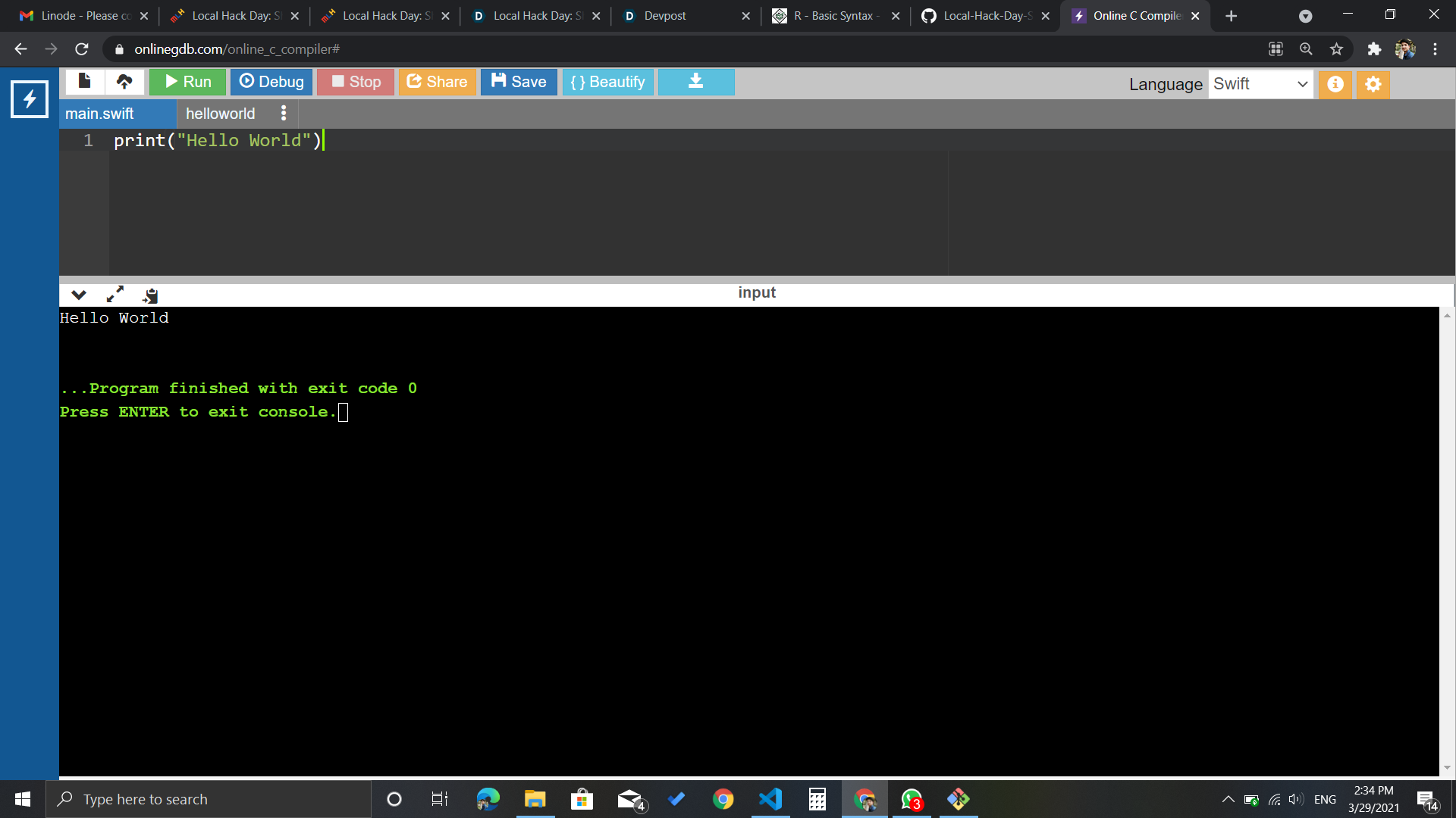Hello, World in a New Language | Devpost