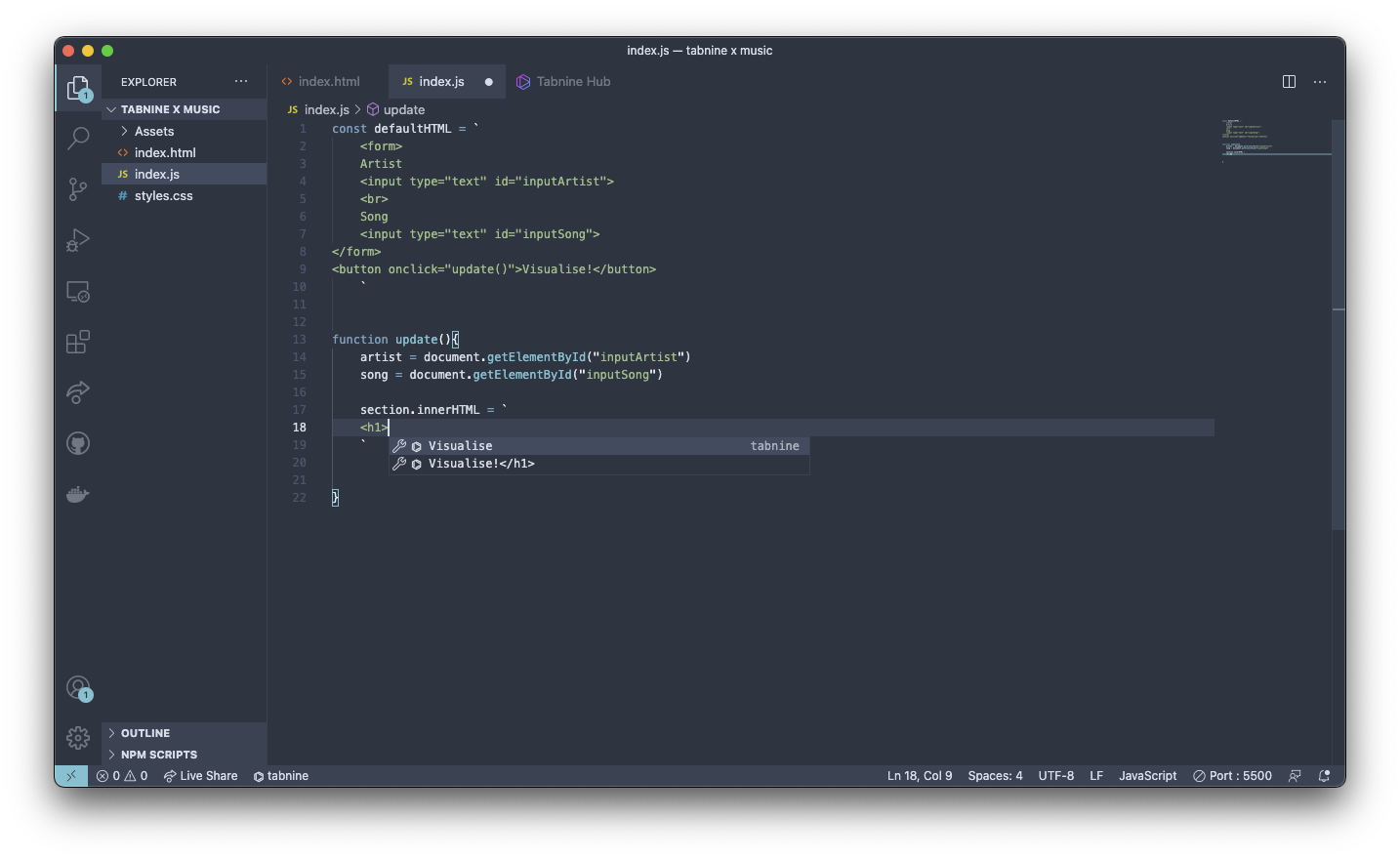Create a Music Visualizer using Tabnine | Devpost