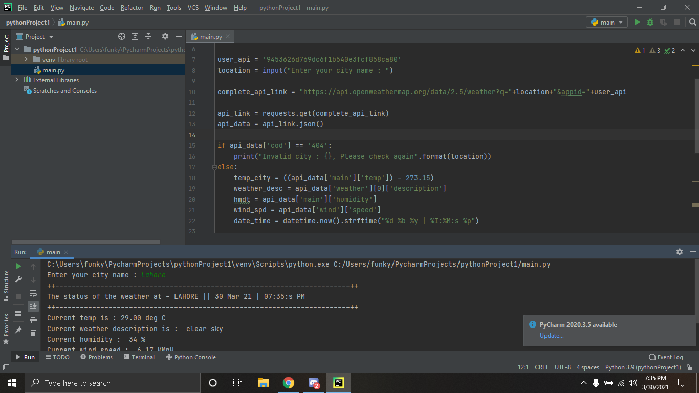 Weather Information App in Python | Devpost