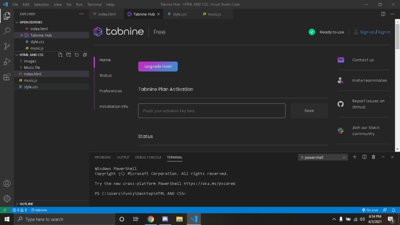 Download and install tabnine | Devpost