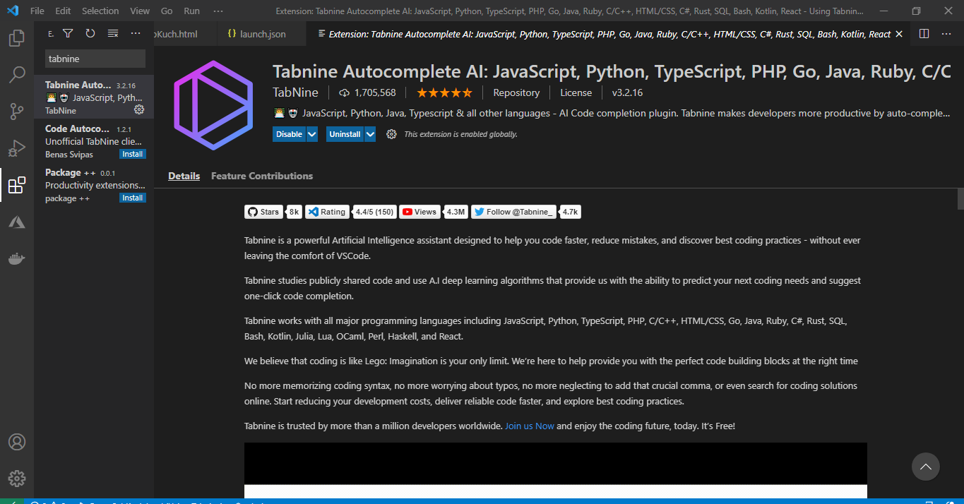 Using Tabnine | Devpost