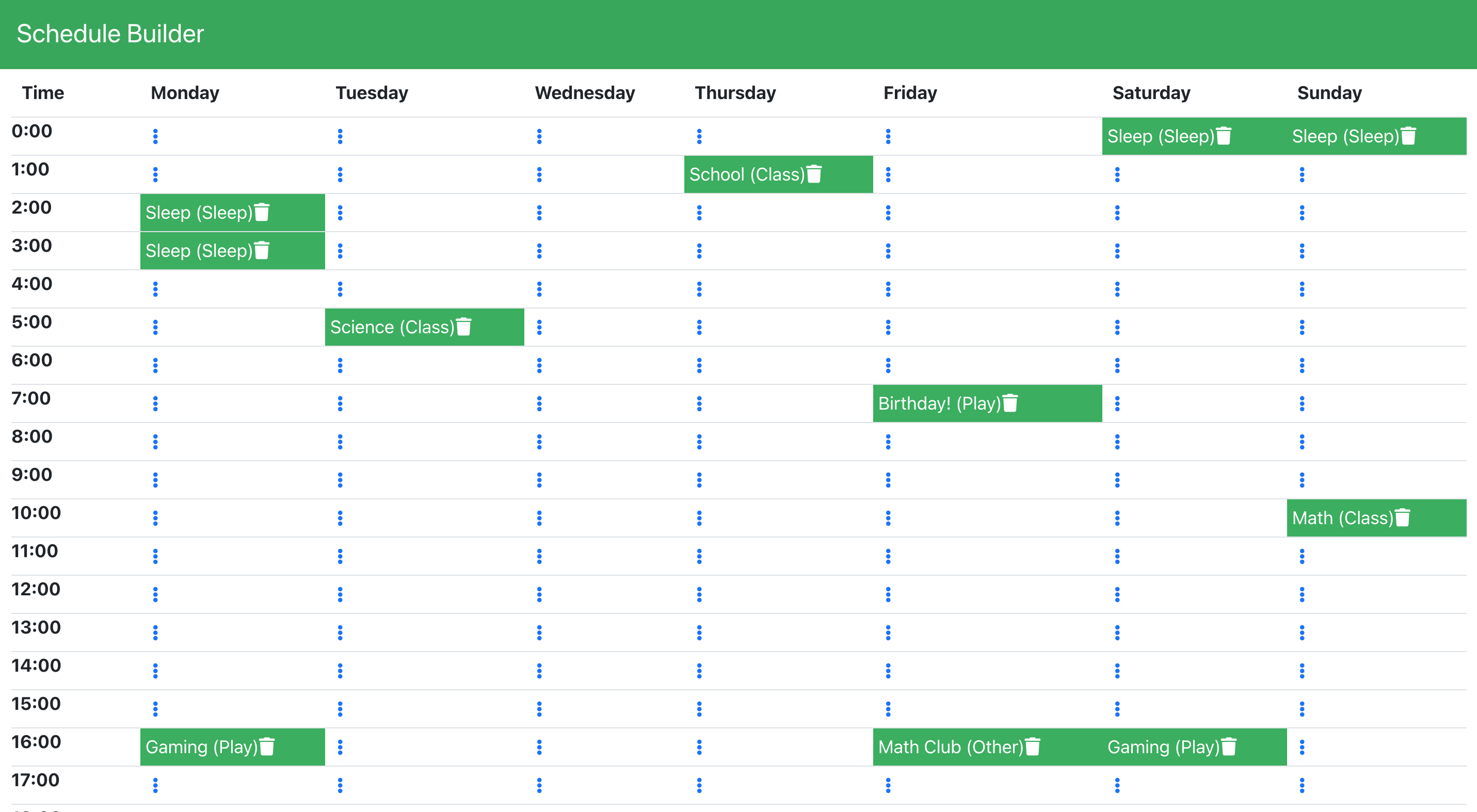 Schedule Builder Devpost
