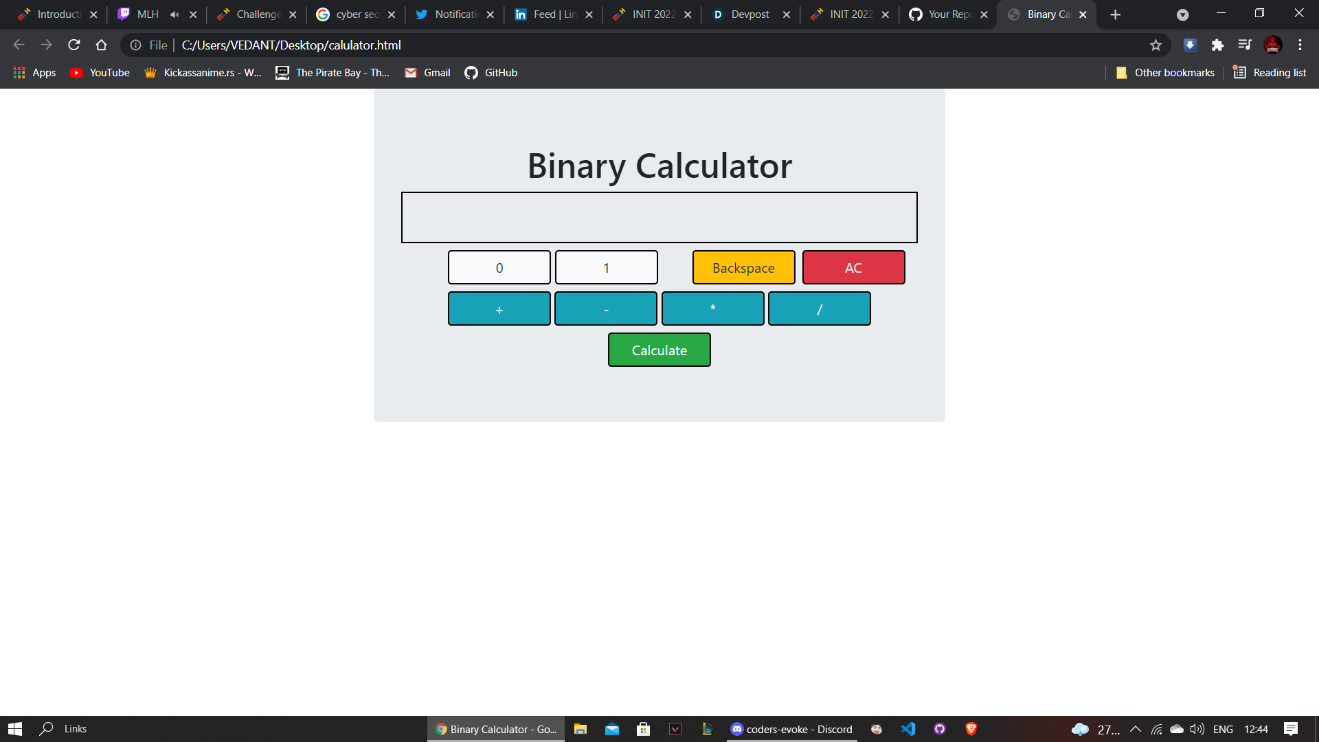 Binary Calulator | Devpost