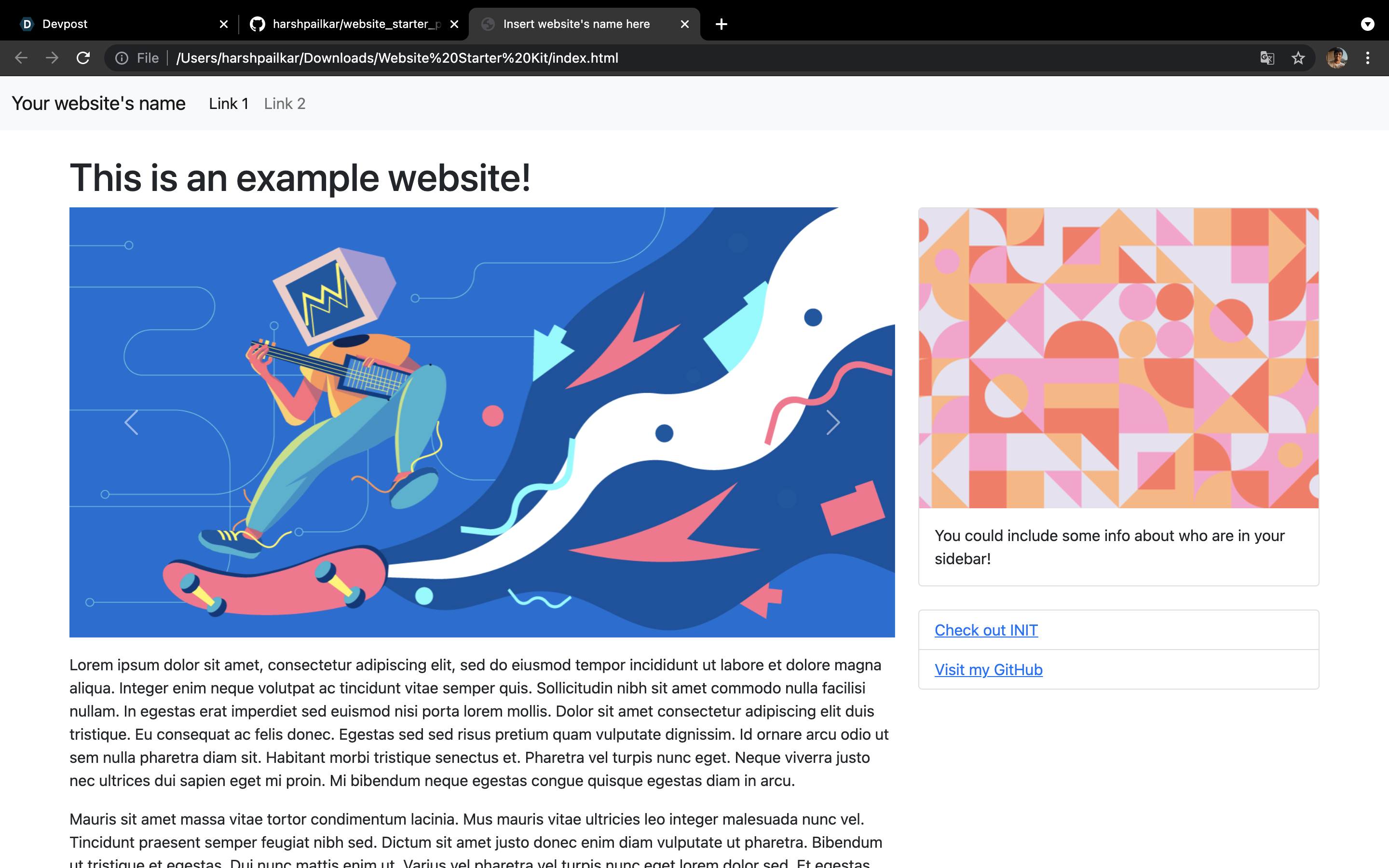 Website Starter Pack | Devpost