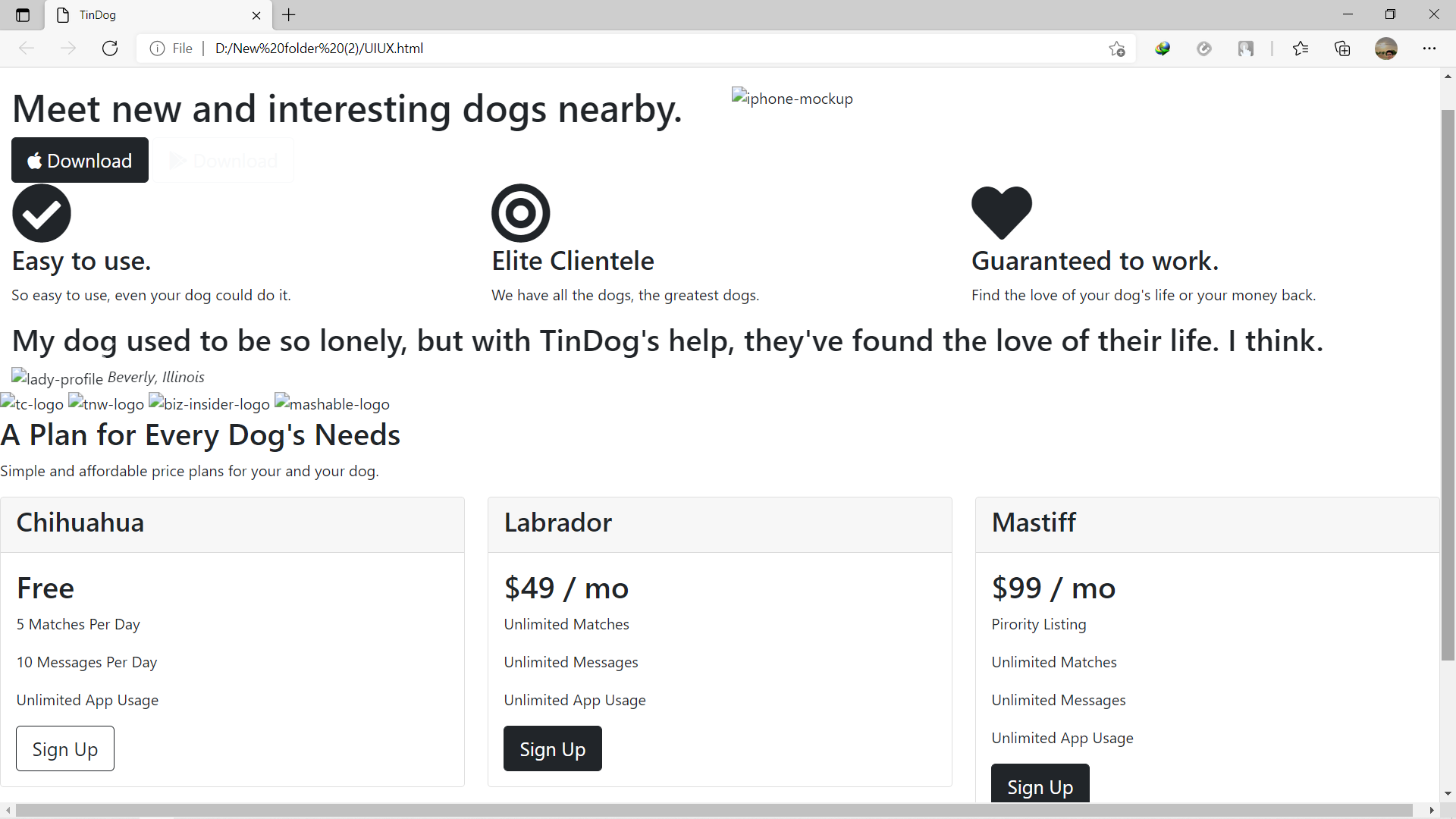 UI/UX of website | Devpost