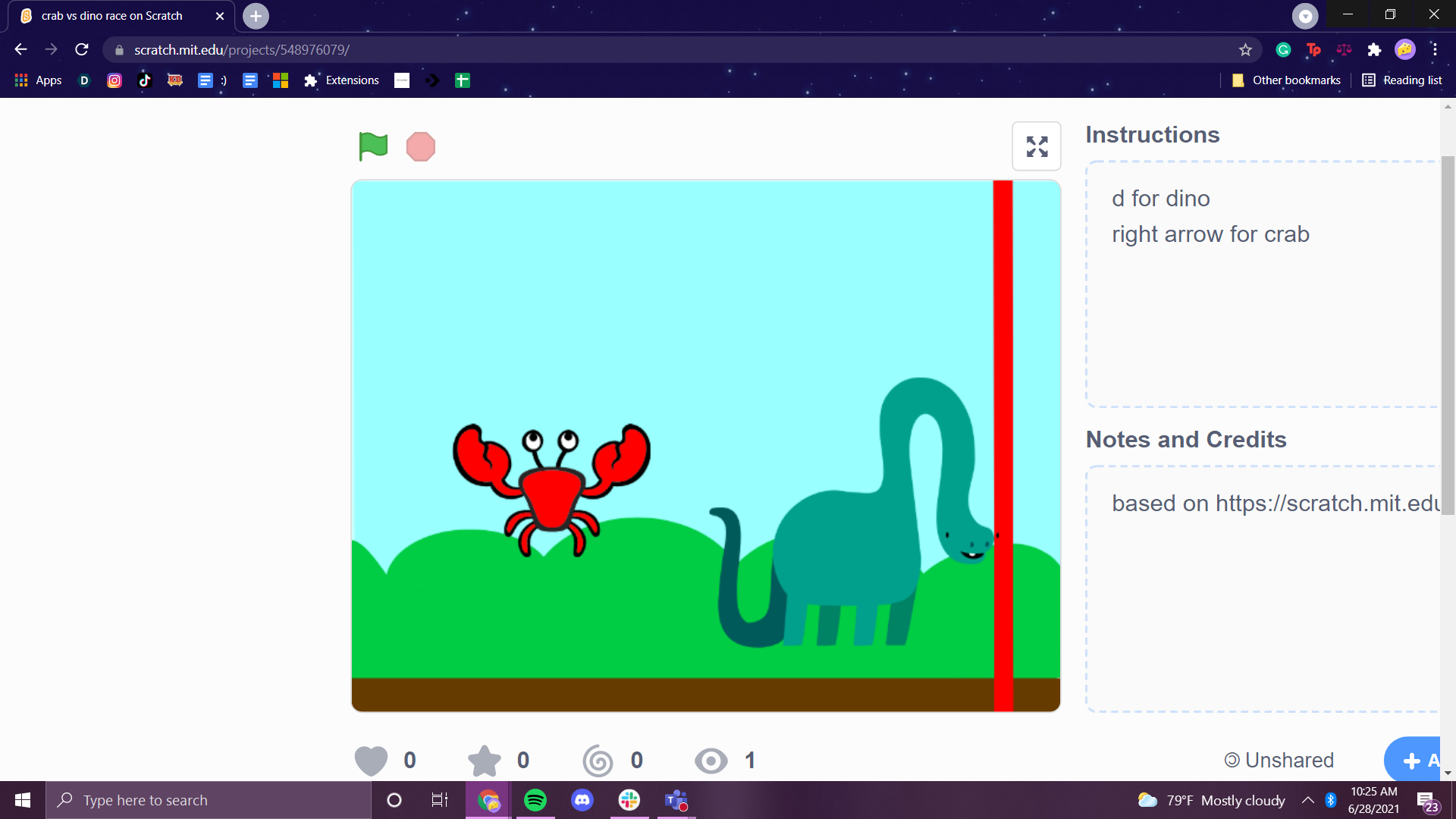 dino vs. crab 2 player game | Devpost