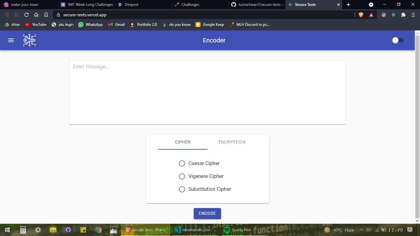 Build Something with React: Secure Texts | Devpost