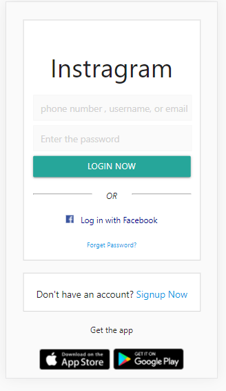 Instragram Login Page in React | Devpost