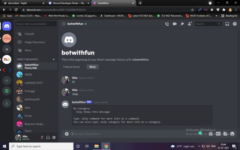 Discord Chat Bot | Devpost