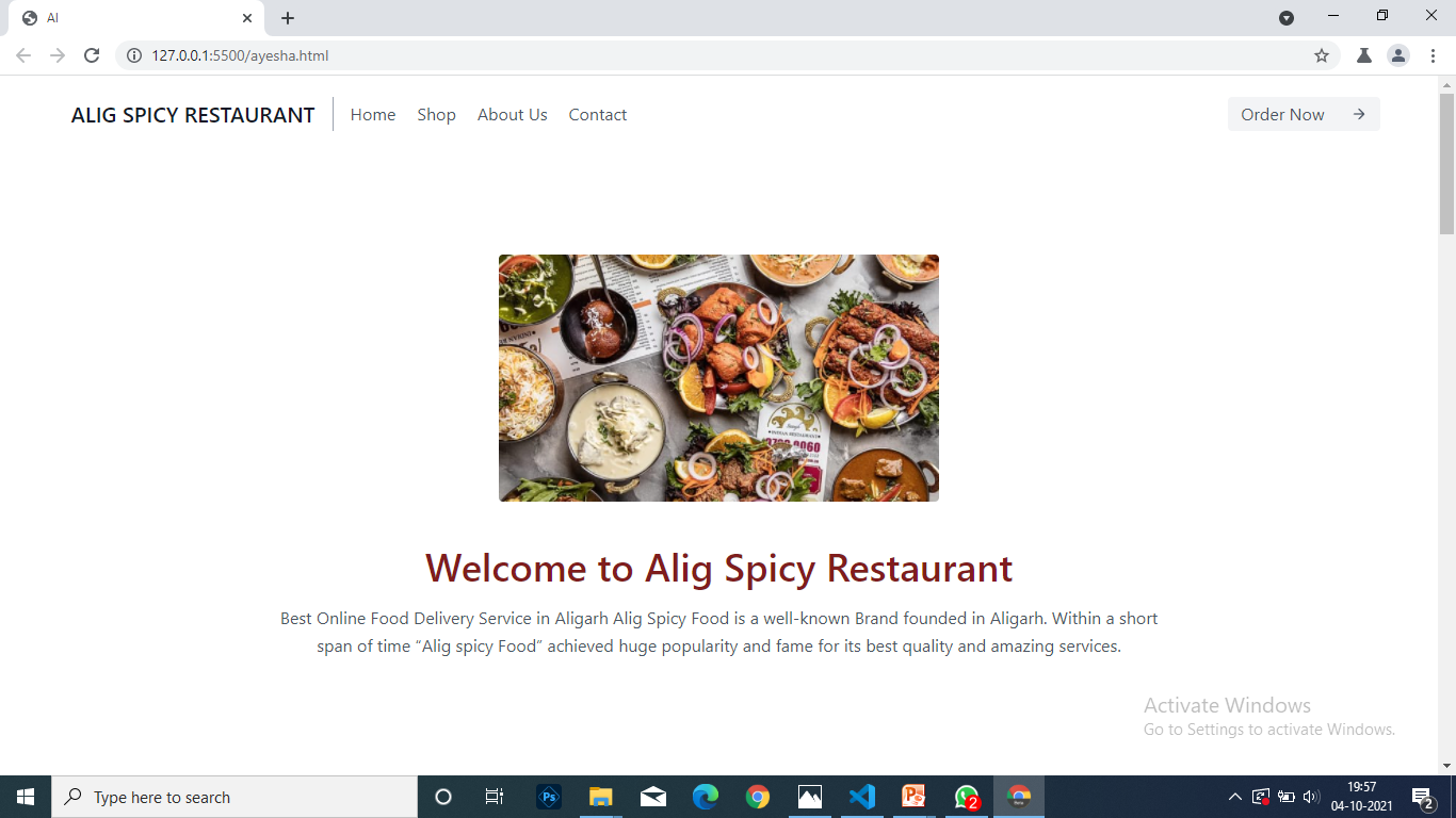Website on Alig Spicy Food Restaurant | Devpost
