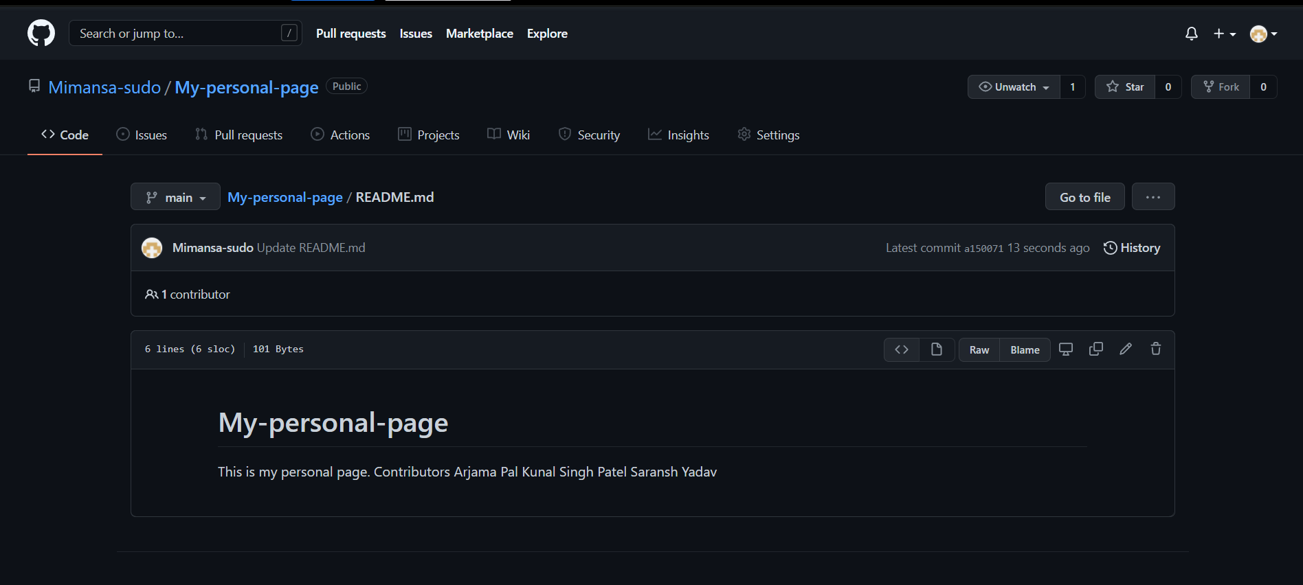 Personal Page On Github Devpost