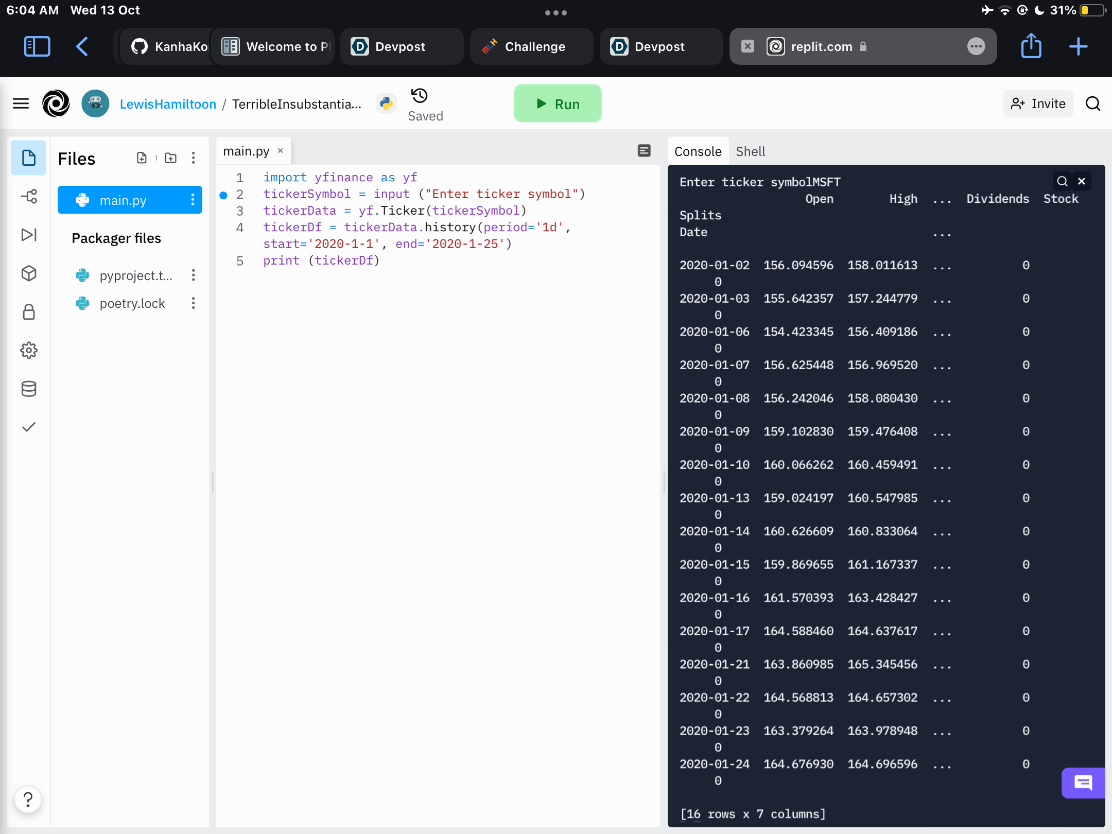 YFinance Stock Market App | Devpost