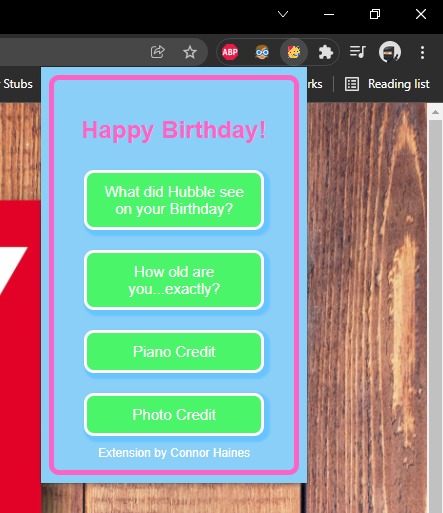 Happy Birthday Chrome Extension | Devpost