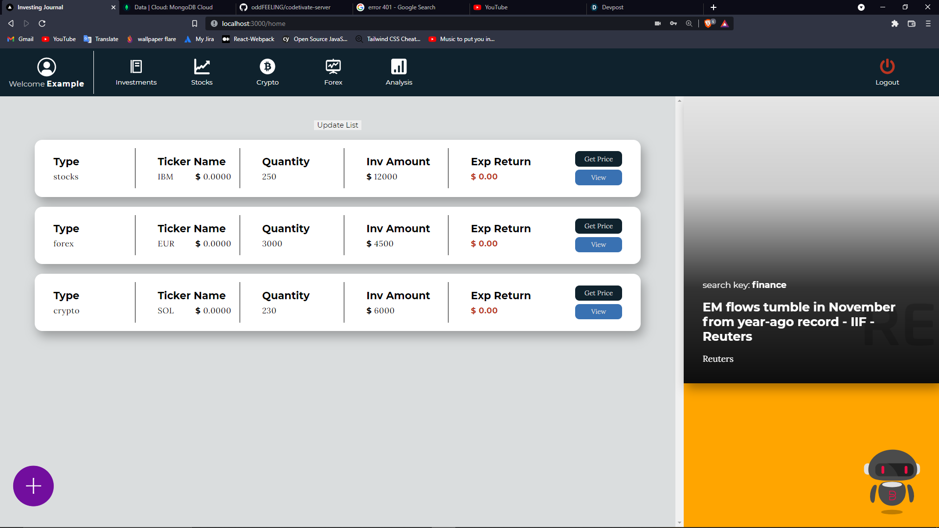 Investing Journal | Devpost