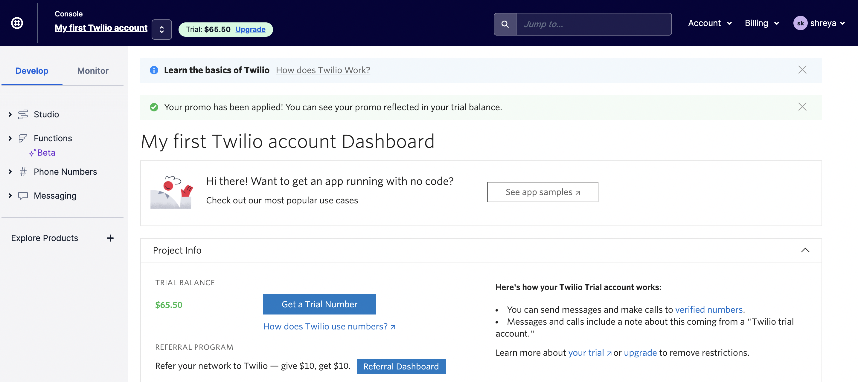Create a Twilio account and redeem your free credit | Devpost