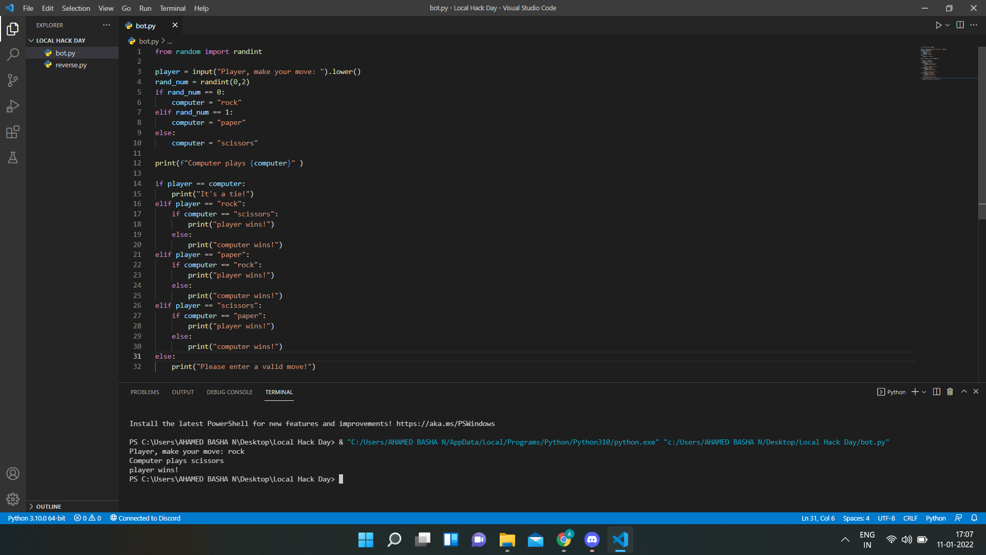 Bot to play Rock, Paper, Scissors | Devpost