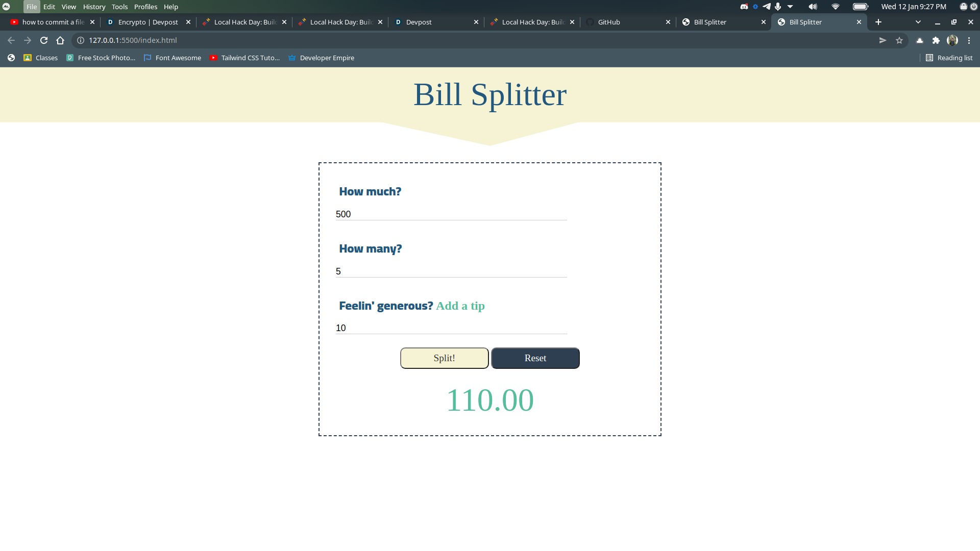 Bill Splitter Devpost