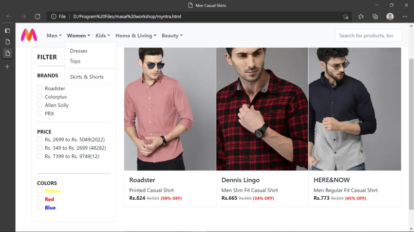 Myntra Clone (basic frontend) | Devpost