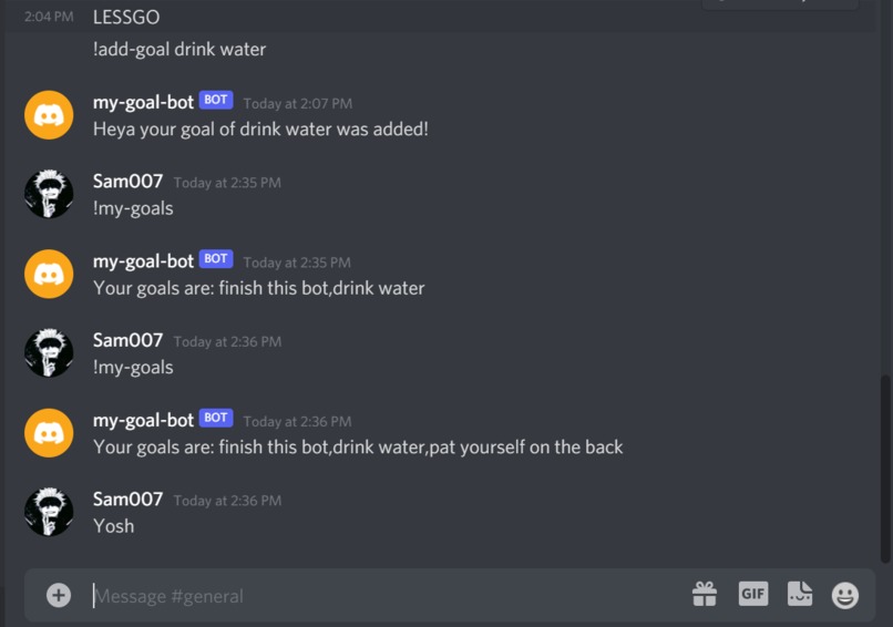Discord Goal Tracker Bot | Devpost