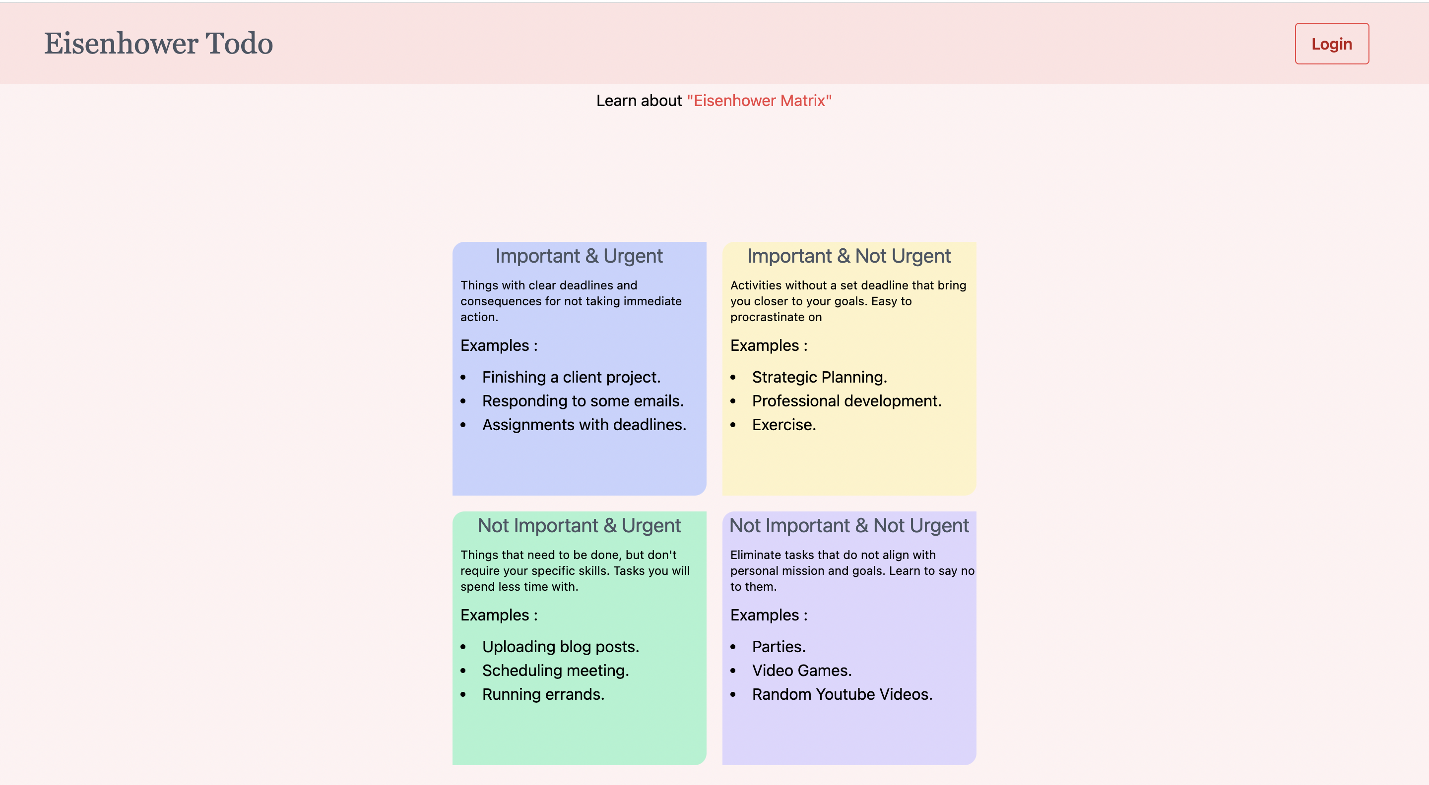 Eisenhower Matrix | Devpost