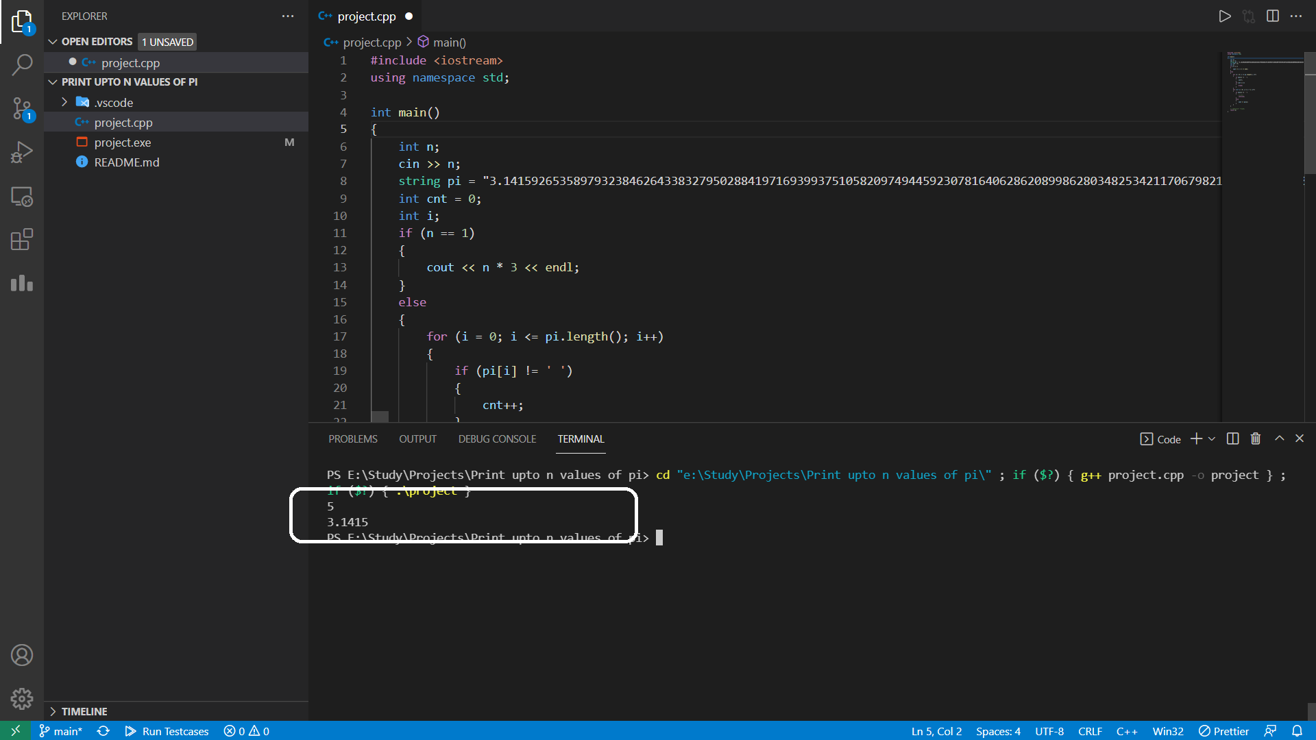 Program to find pi to the Nth digit | Devpost