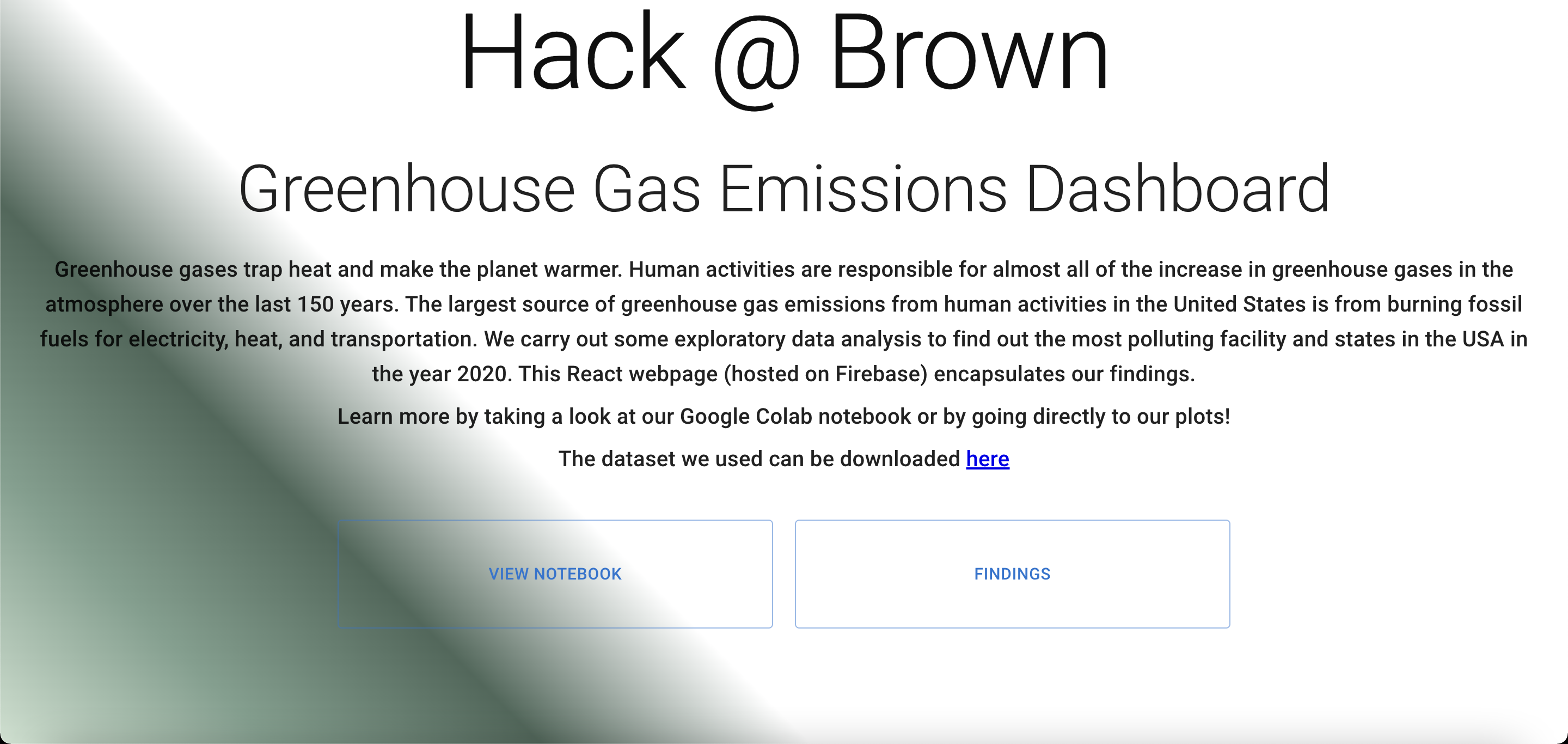 Greenhouse Gas Emissions Analytics Dashboard | Devpost